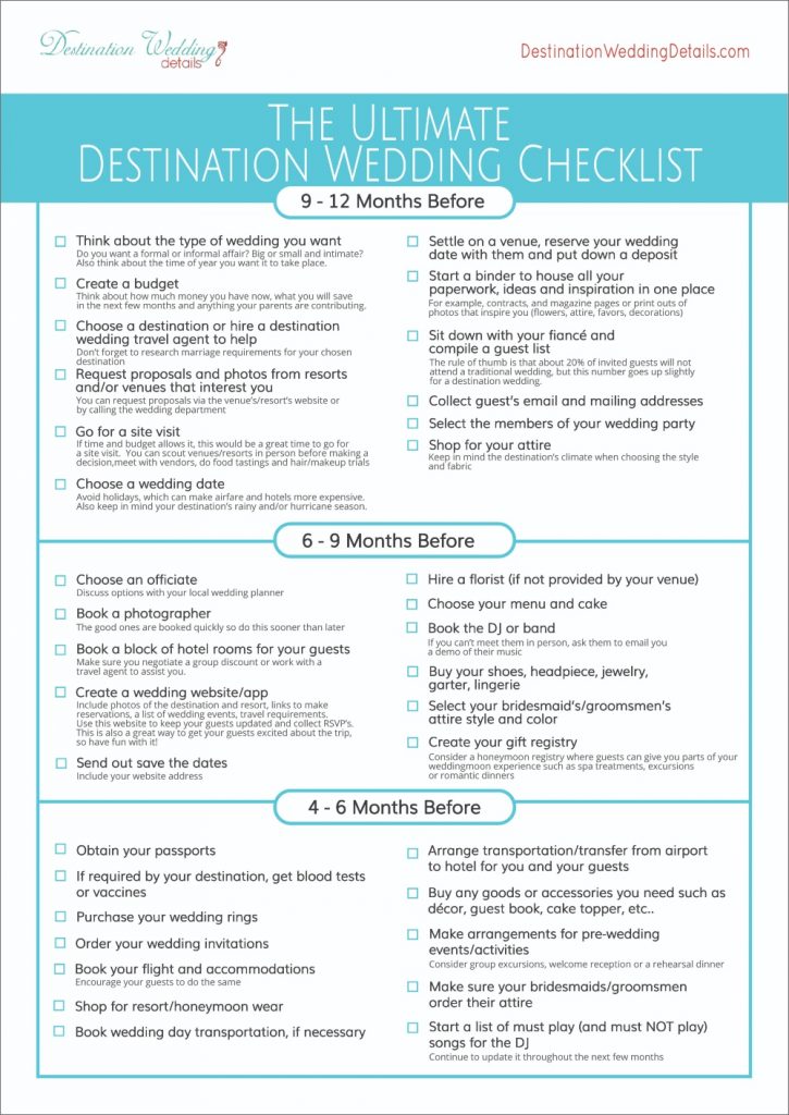 The Best Destination Wedding Checklist Destination Wedding Details